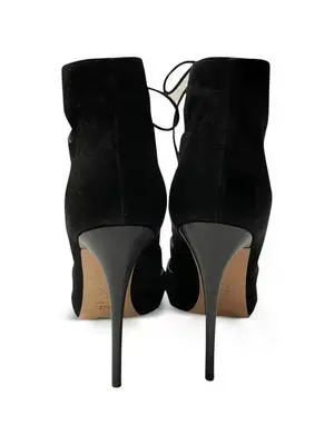 Alexander McQueen Suede Studded Lace-up Peep-toe Stiletto Boots