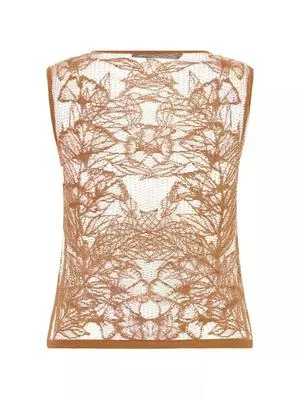 Alberta Ferretti Floral-lace V-neck Top - Neutrals