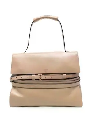 Moschino Belted Leather Tote Bag - Neutrals