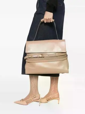 Moschino Belted Leather Tote Bag - Neutrals