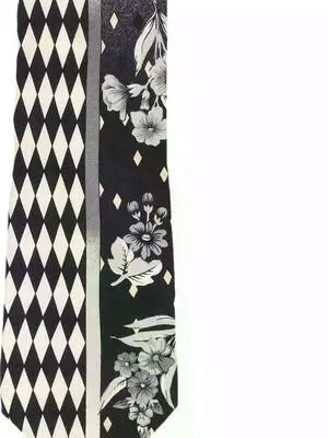 Versace And White Silk Floral And Harlequin Print Neck Tie