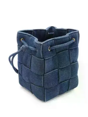 Bottega Veneta 2010s Small Cassette Denim Bucket Bag