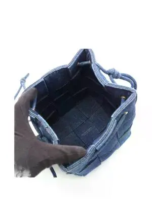 Bottega Veneta 2010s Small Cassette Denim Bucket Bag