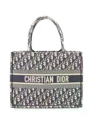 Dior 2000s Medium Book Canvas Tote Bag - Blue