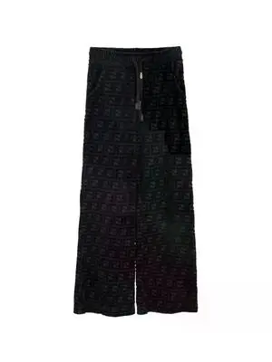 Fendi Ff Monogram Velvet Wide-leg Trousers