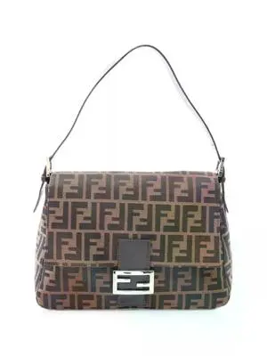 Fendi 2010s Mamma Baguette Zucca Shoulder Bag - Brown