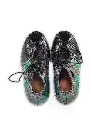 Roland Mouret Snake-print Lace-up Sandals