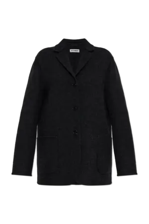 JIL SANDER Wool Blazer With Herringbone Pattern - Black