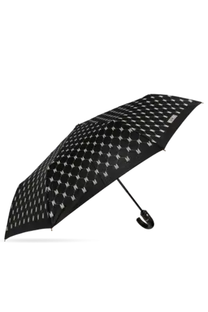 Moschino Folding Umbrella With Monogram - Black