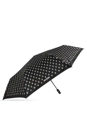 Moschino Foldable Umbrella With Monogram - Black