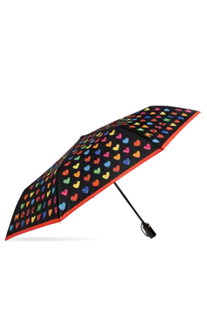 Moschino Folding Umbrella With Colorful Print - Black