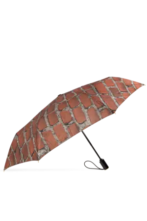 Moschino Folding Umbrella With Print - Brown