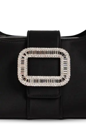 ROGER VIVIER Pilgrim Satin Shoulder Bag With Rhinestone Buckle