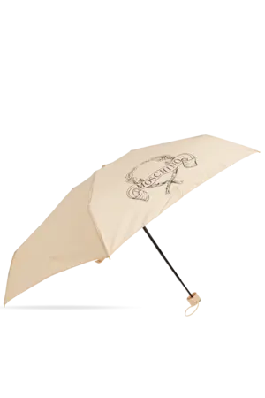Moschino Small Folding Umbrella With Logo - Beige
