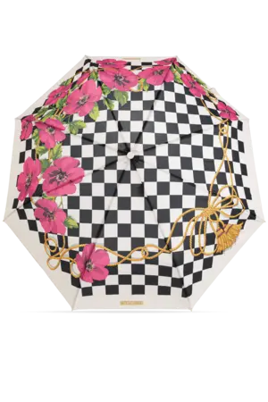 Moschino Folding Umbrella With Floral Motif