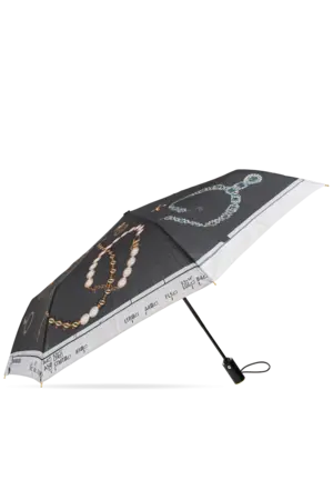 Moschino Folding Umbrella With Colorful Print - Black