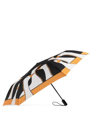 Moschino Folding Umbrella With Print - Black