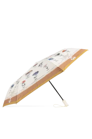 Moschino Folding Umbrella With Colorful Print - Cream
