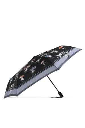 Moschino Folding Umbrella With Print - Black