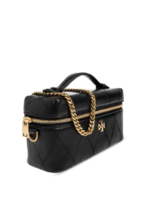 Tory Burch Charlie Quilted Leather Vanity Case With Chain Strap