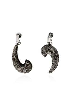 Etro Asymmetrical Earrings In -finished Brass - Silver