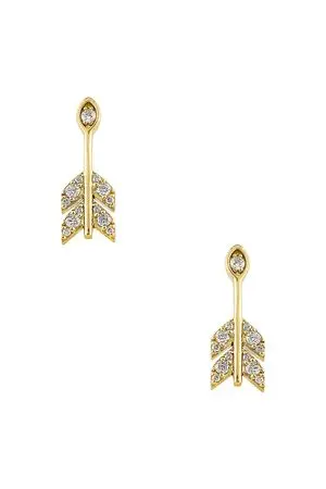 SYDNEY EVAN Marquise Protective Eye Arrow Stud Earrings In Yellow