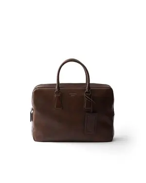 Prada Leather Work Bag - Brown