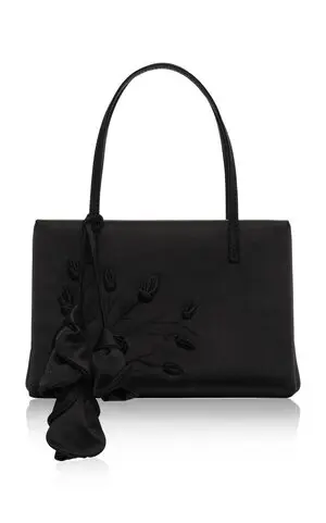 Magda Butrym Satin Embroidered Barbara Bag - Black