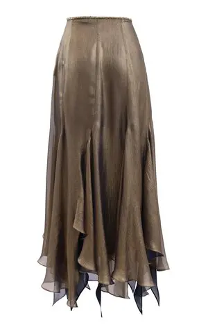 FRANCESCA MIRANDA Golden Trio Silk Midi Skirt