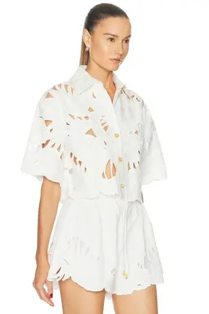 Zimmermann Mahon Embroidered Crop Top