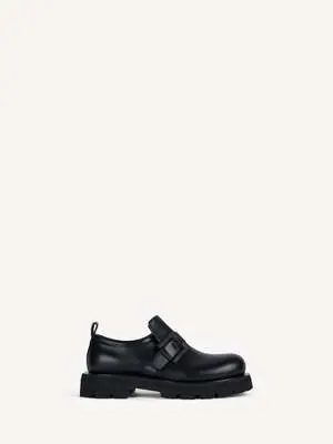 Balmain Anthem Loafers In Glazed Leather With Embossed Detail - Black
