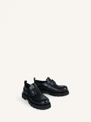 Balmain Anthem Loafers In Glazed Leather With Embossed Detail