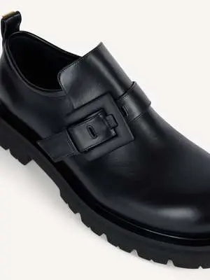 Balmain Anthem Loafers In Glazed Leather With Embossed Detail