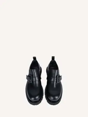 Balmain Anthem Loafers In Glazed Leather With Embossed Detail