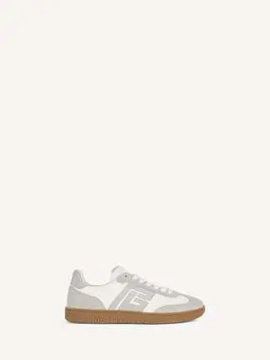 Balmain Balmain Swan Smooth Leather And Suede Trainers Grey
