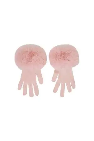 LoveShackFancy LoveShackFancy X MAX&MOI Adalia Wool-Cashmere Faux Fur Gloves  Chamallow