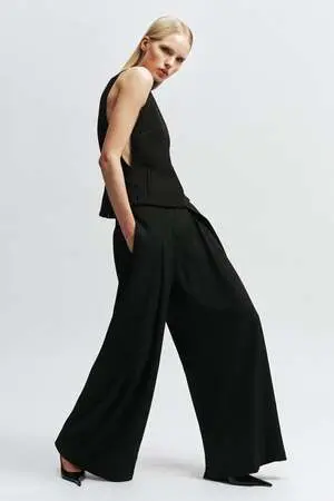 Bardot Laurie Pleat Front Wide Leg Trousers