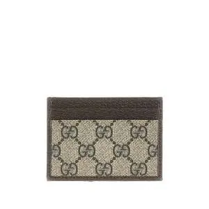 Gucci Leather And Gg Supreme 'ophidia' Cardholder - Brown
