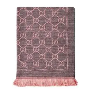 Gucci Gg Jacquard Wool Scarf Pink