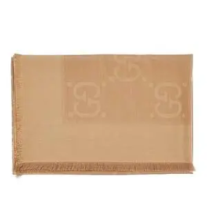 Gucci Gg Jacquard Wool And Silk Scarf - Beige