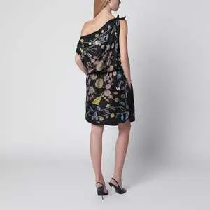 Versace Black Printed Silk Twill Dress