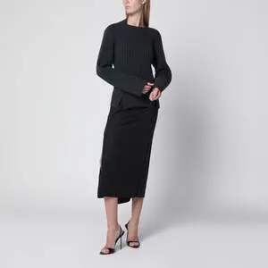 Victoria Beckham Ribbed Knit Pullover Sweater In Burgundy Wool And Cashmere - Brown