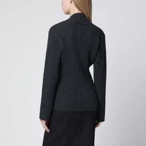 Victoria Beckham Ribbed Knit Pullover Sweater In Burgundy Wool And Cashmere - Brown