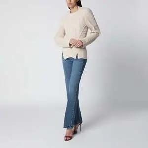 Victoria Beckham Ribbed Sweater In Wool And Cashmere - Beige