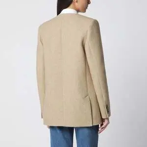 Victoria Beckham Beatrice Double-breasted Jacket In Camel Wool