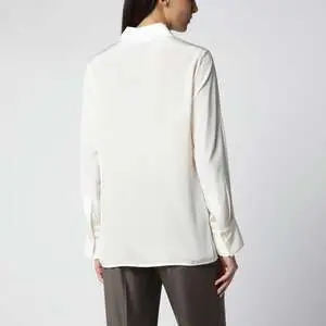 Victoria Beckham Ivory Silk V-neck Blouse