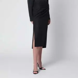Victoria Beckham Pressed Midi Skirt In Dark Wool And Mohair Blend