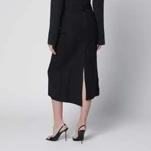 Victoria Beckham Pressed Midi Skirt In Dark Wool And Mohair Blend