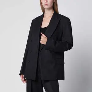 Victoria Beckham Dark Double-breasted Wool Jacket - Grey