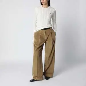 Polo Ralph Lauren Cream Wool And Cashmere Cable-knit Crewneck Sweater - Beige